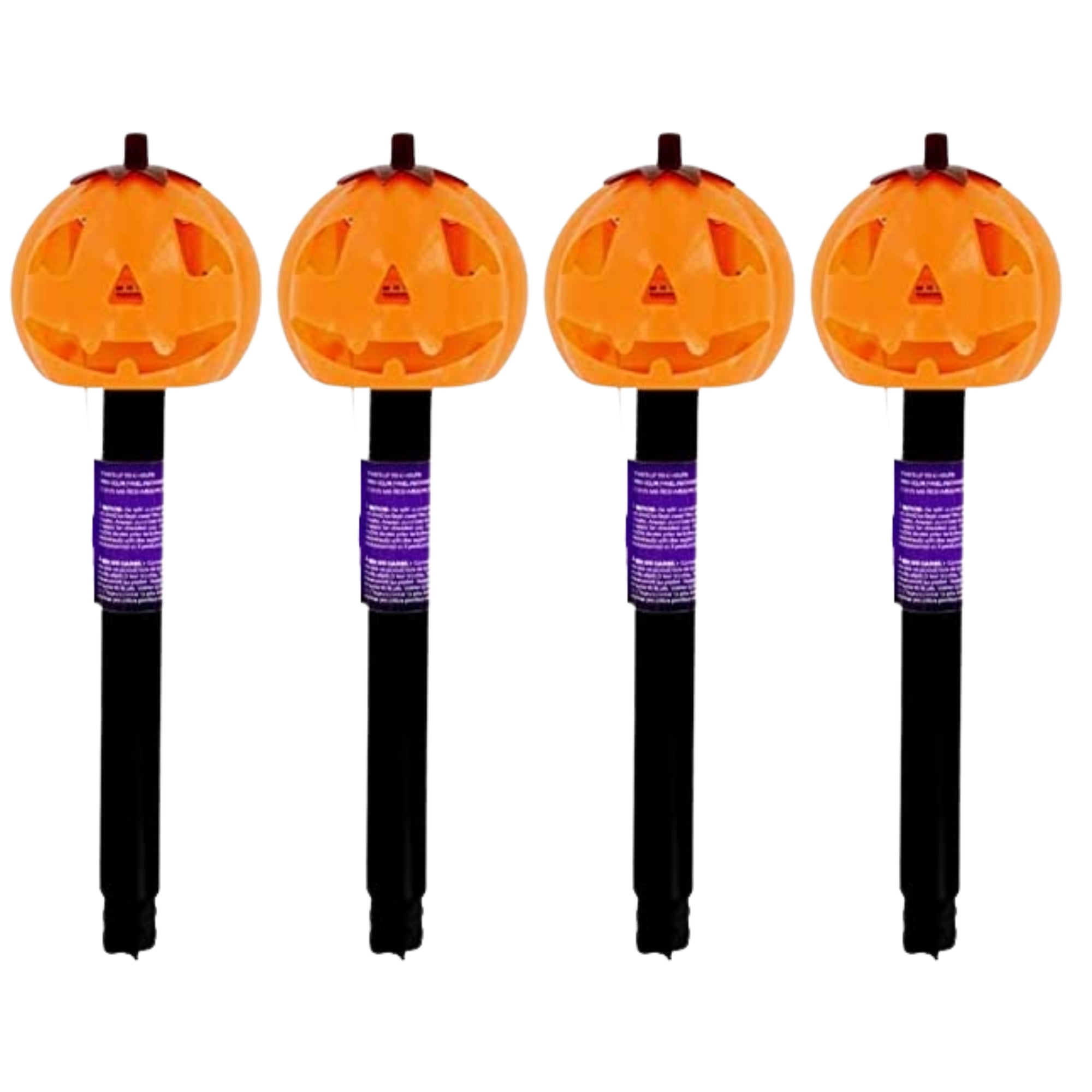 (4) Halloween Decorative Solar Stake Lights Orange Pumpkin Spooky ...