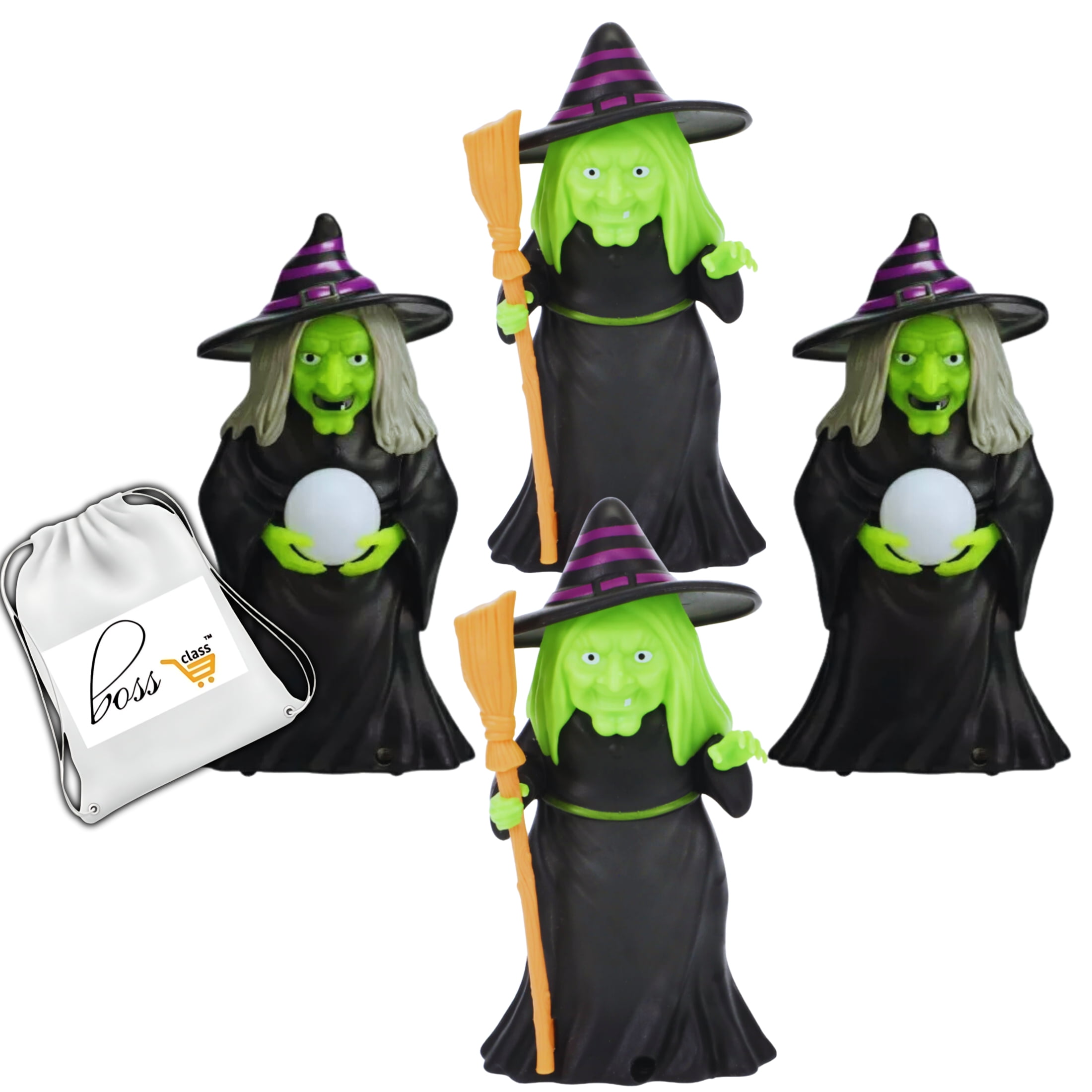 (4) Halloween Motion-Sensitive Cackling Witch, 6in Light-Up Animated ...