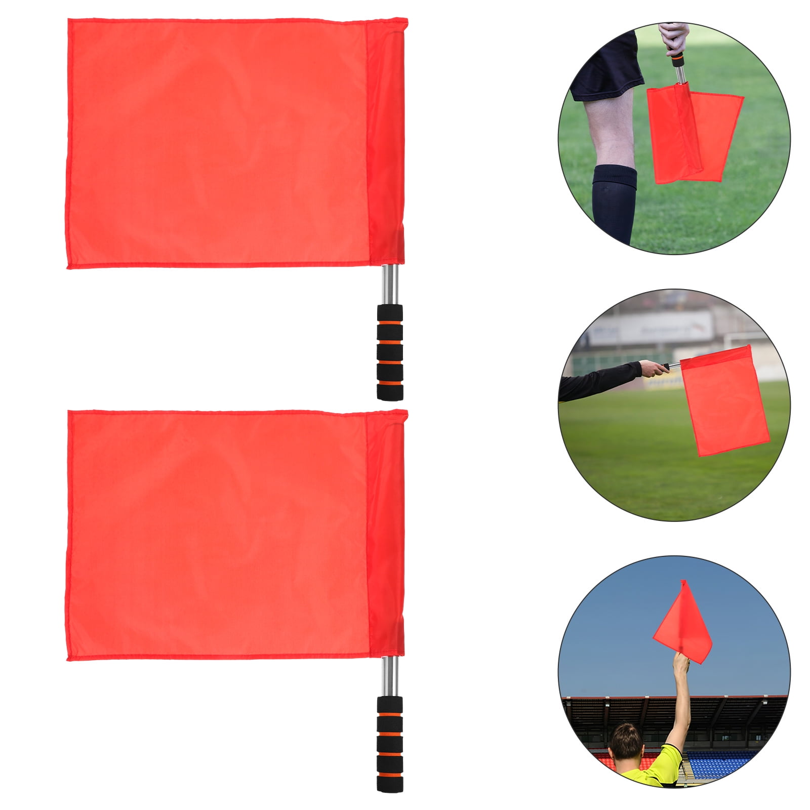 4 Hand Flags Stainless Steel Pole Match Color Flag Referee Flag for ...