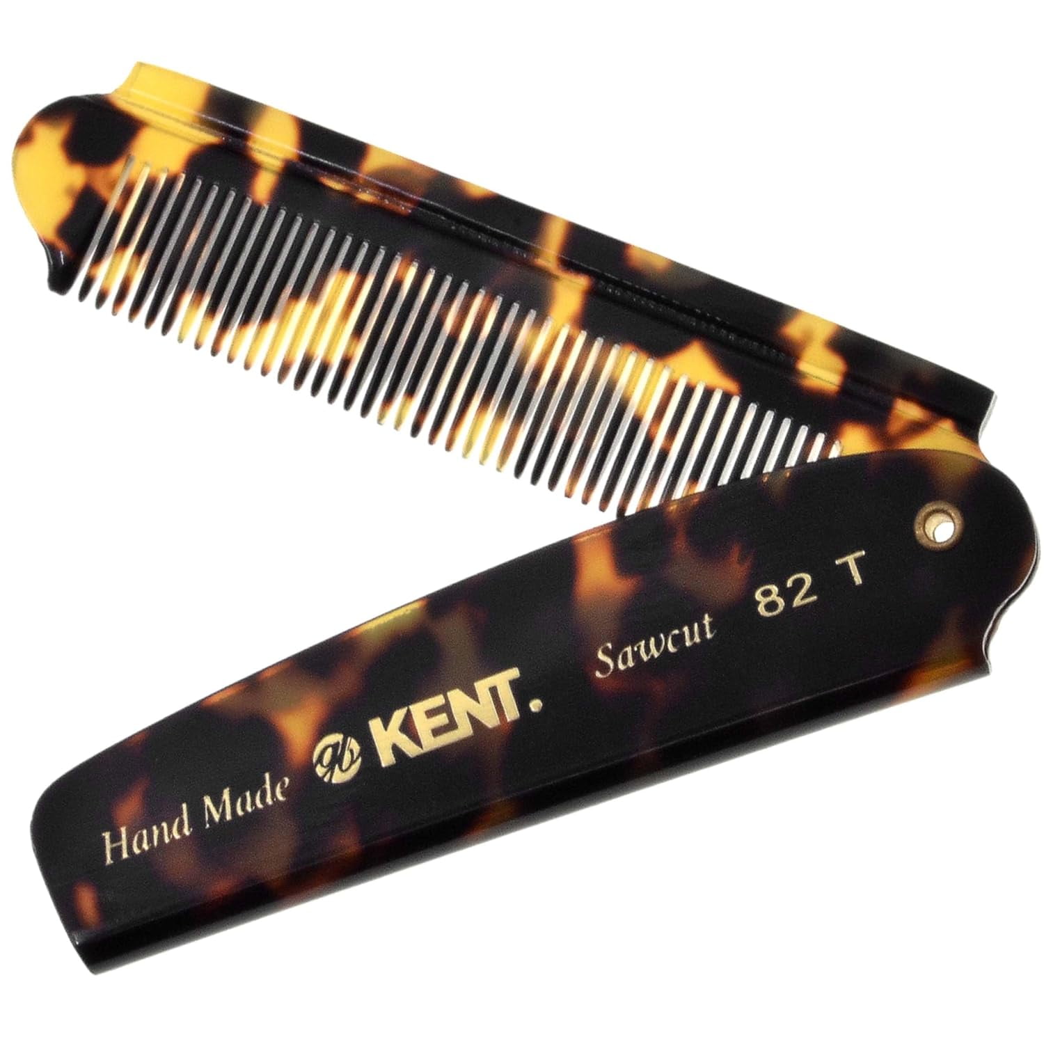 Kent 82T Handmade Folding Pocket Comb for Men, Fine Tooth Hair Comb Straightener for Everyday ...