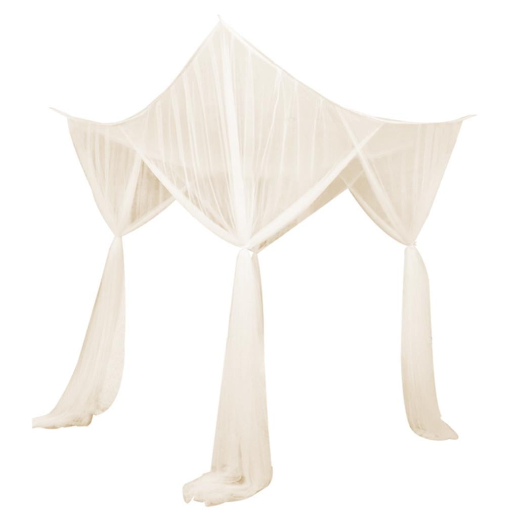 4 Hanging Bed Canopy Curtain Drape Bedding Net - Beige, 210x190x24cm ...