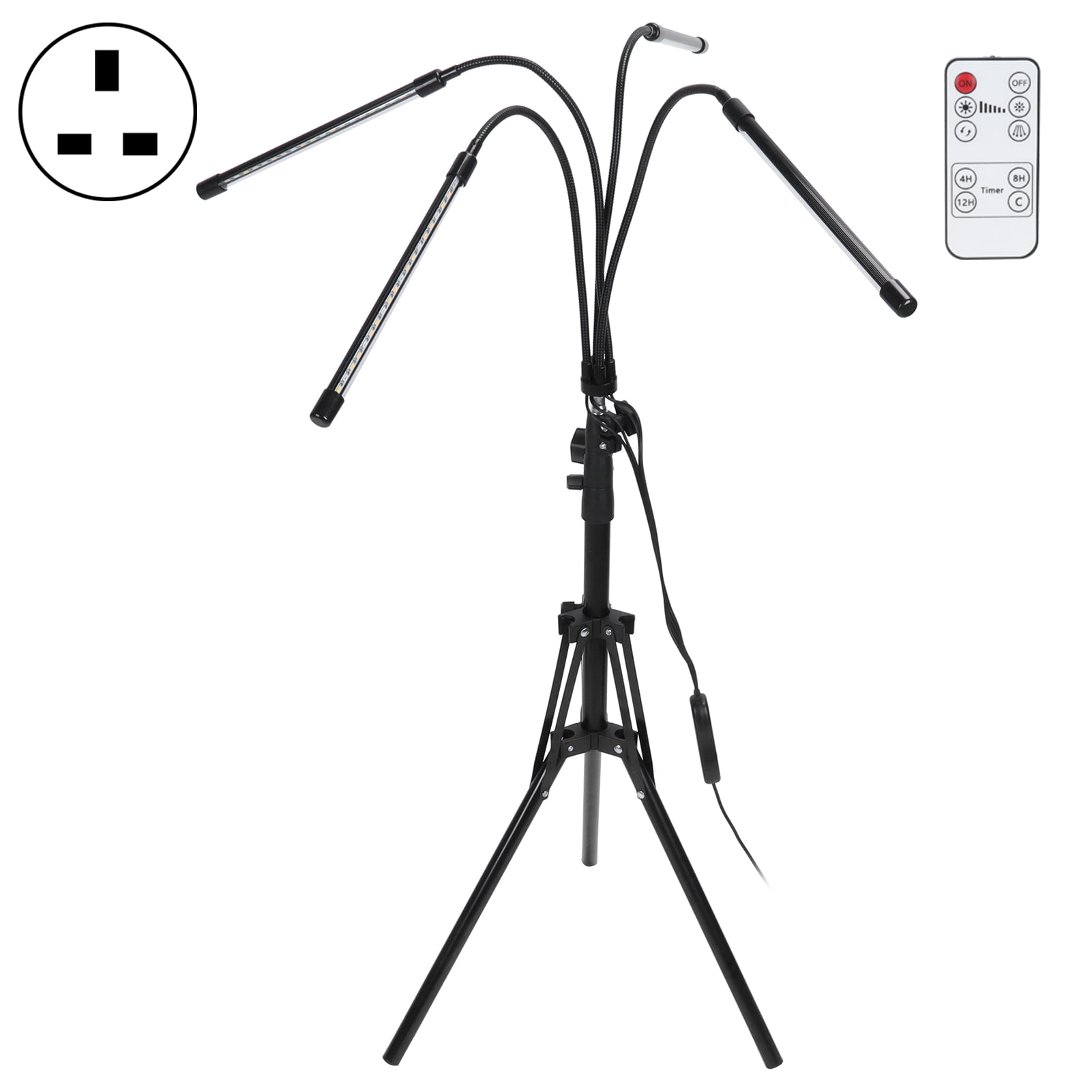 4?Head Grow Light Tripod Stand LED Plant Growth Light with Remote ...