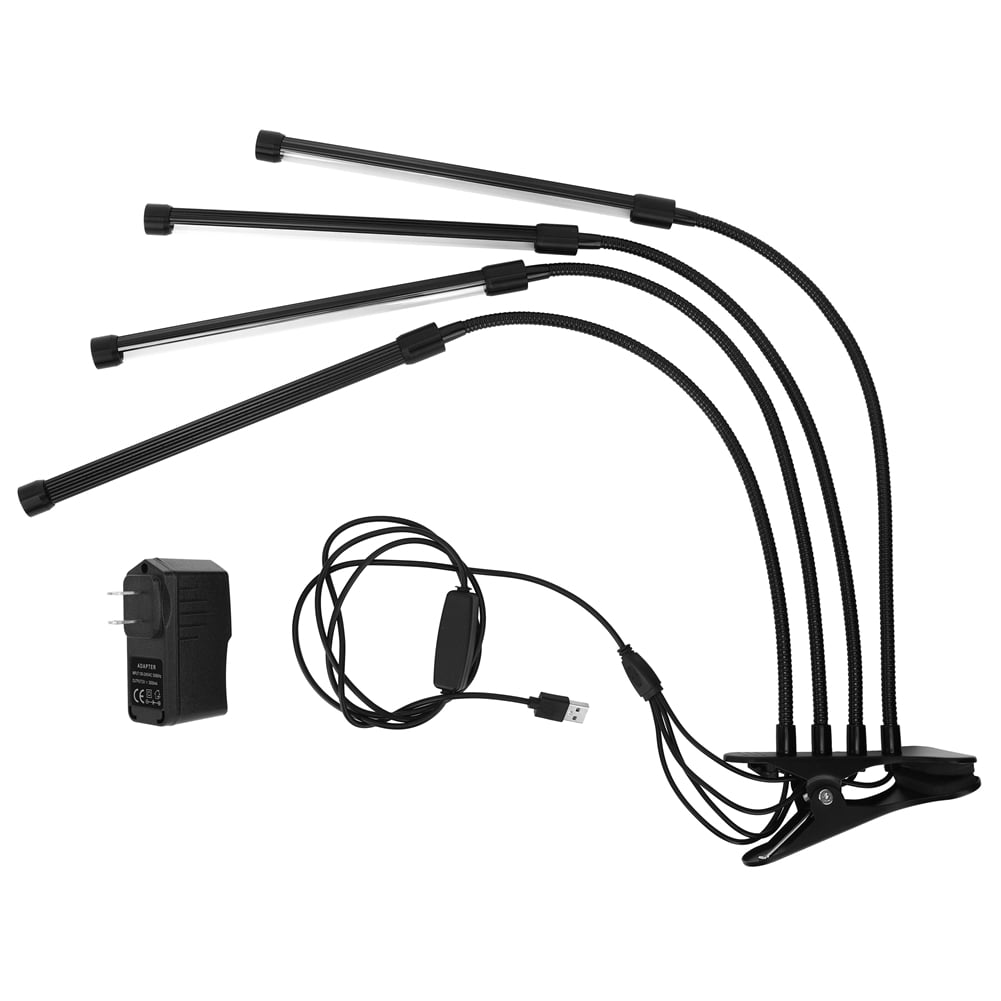 4-Head LED Grow Light, Full Spectrum for Plant Growth, 36W, 100-240V US ...