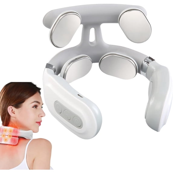 4-Head Portable Vibrating Neck Massager with 6 Vibration Modes & 15 ...
