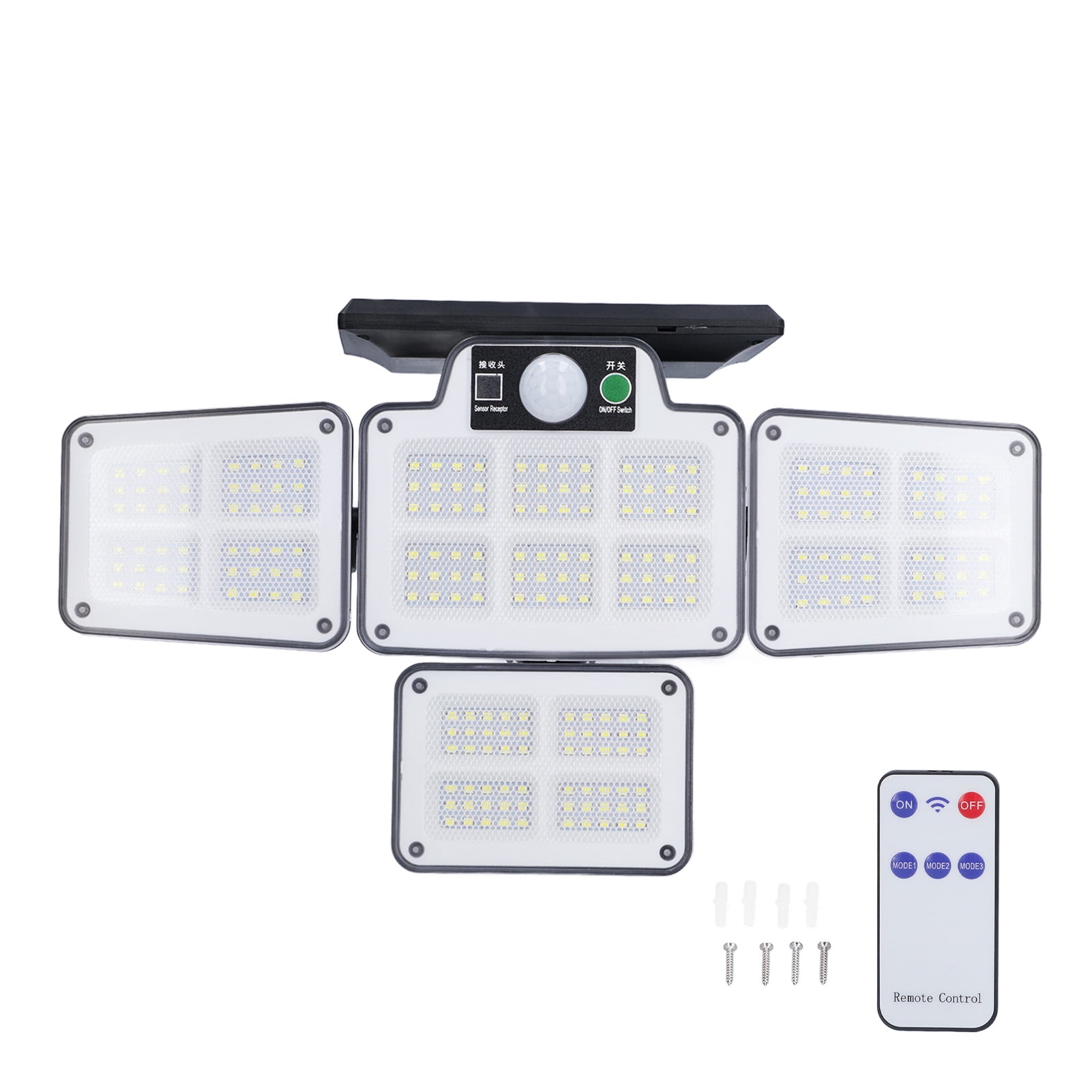 4-Head Solar Motion Sensor Light, 450LM, 3 Modes, Wide Angle Outdoor ...