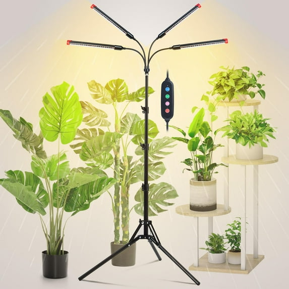4-Head Tripod Stand Grow Lights for Tall House Plants, Seed Starting ...
