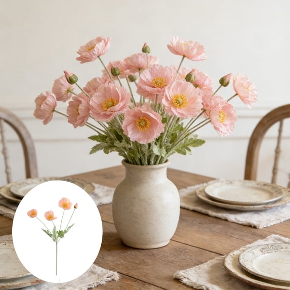 4 Heads Lifelike Silk Artificial Flower Stem Fade Resistant Fake Flower ...