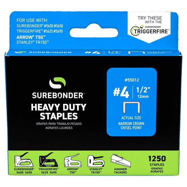 #4 Heavy Duty 1/2" Narrow Crown Staples - 1250 ct. - Walmart Business ...
