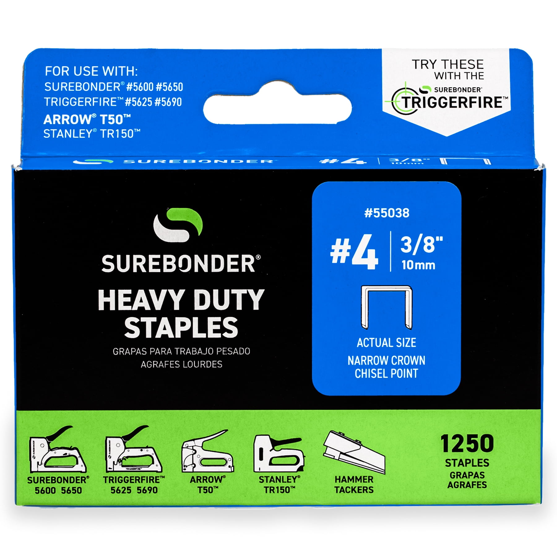 #4 Heavy Duty 3/8" Narrow Crown Staples - 1250 ct. - Walmart.com