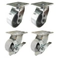 4 Heavy Duty Caster Set 4" 5" 6" All Steel Wheels Rigid Swivel and ...