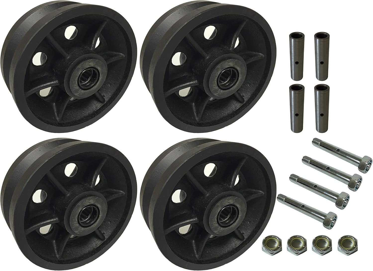 4 Heavy Duty Caster Wheels Set 4" 5" 6" 8" V-Groove Wheel Set with ...