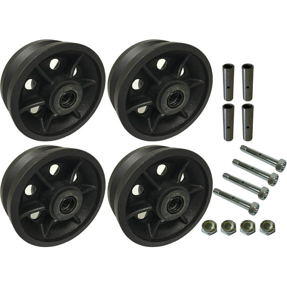 4 Heavy Duty Caster Wheels Set 4" 5" 6" 8" V-Groove Wheel Set with ...