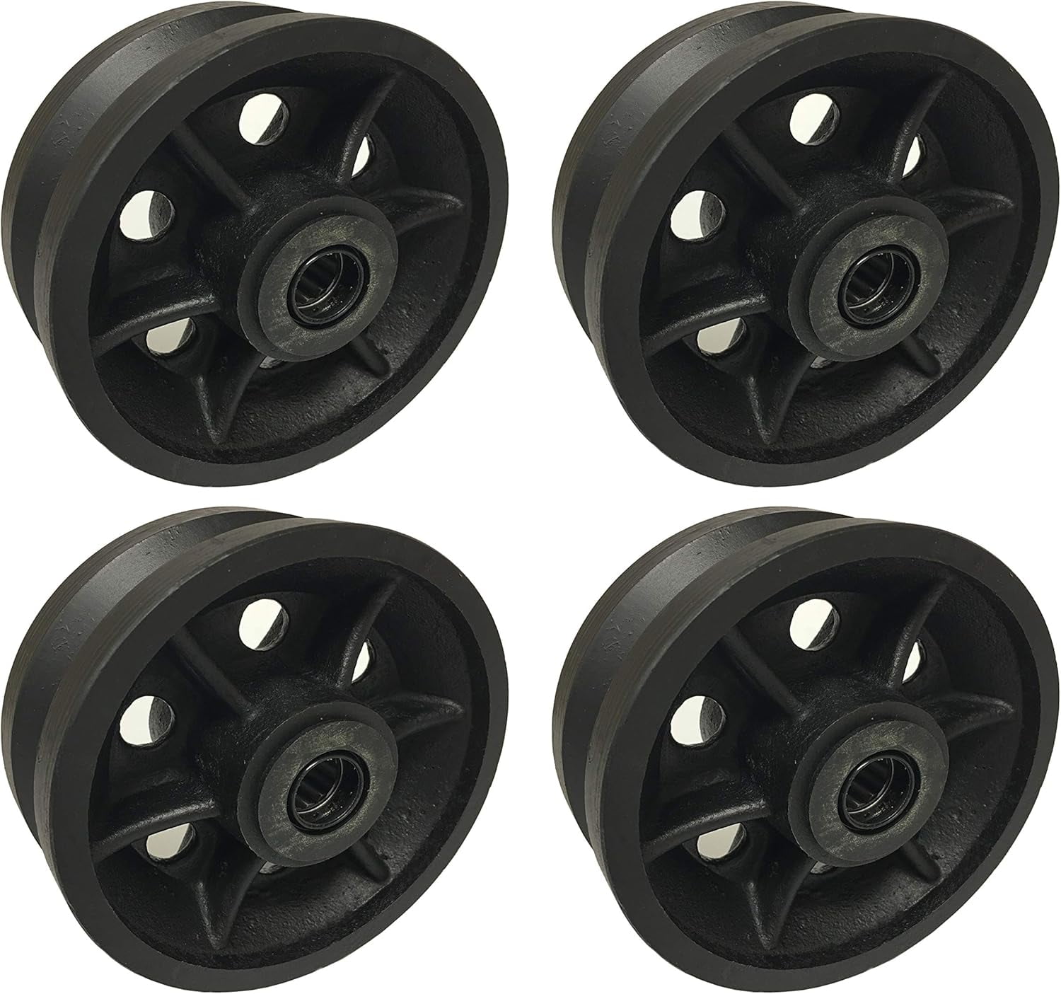 4 Heavy Duty Caster Wheels Set 4" 5" 6" 8" V-Groove Wheel Set with ...