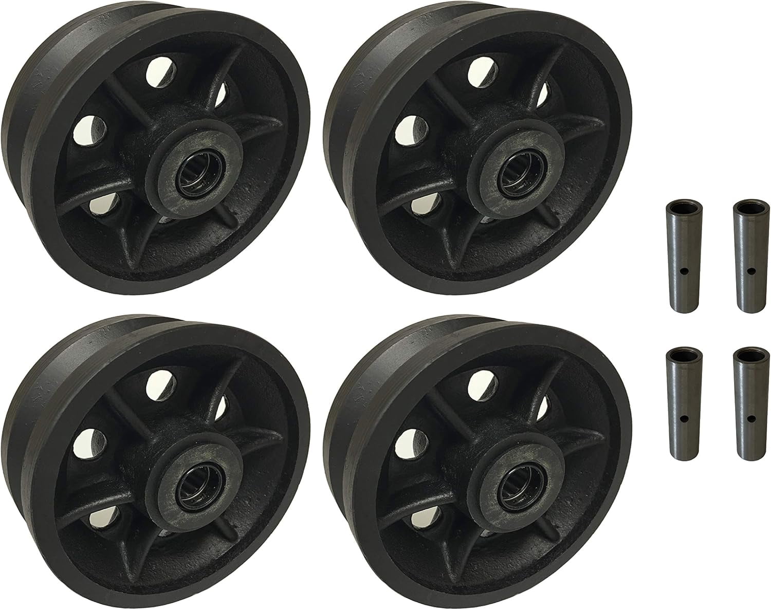 4 Heavy Duty Caster Wheels Set 4" 5" 6" 8" V-Groove Wheel Set with ...