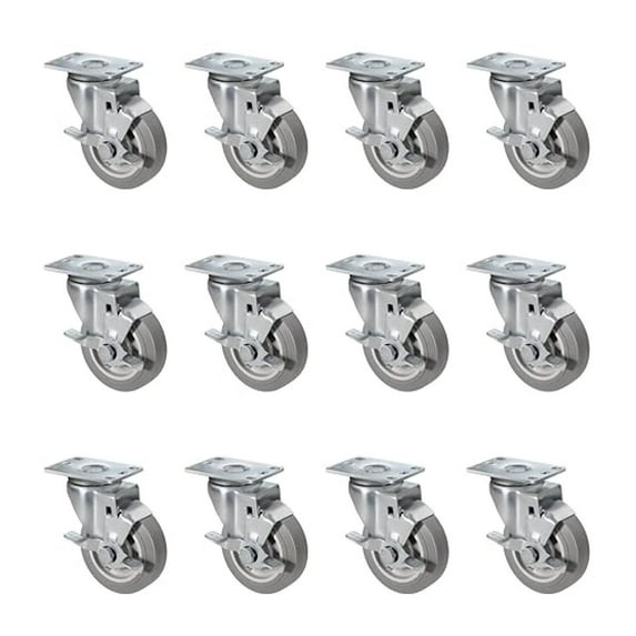 4" Heavy Duty Casters, Rubber Caster Wheels, Swivel Casters with Brake ...