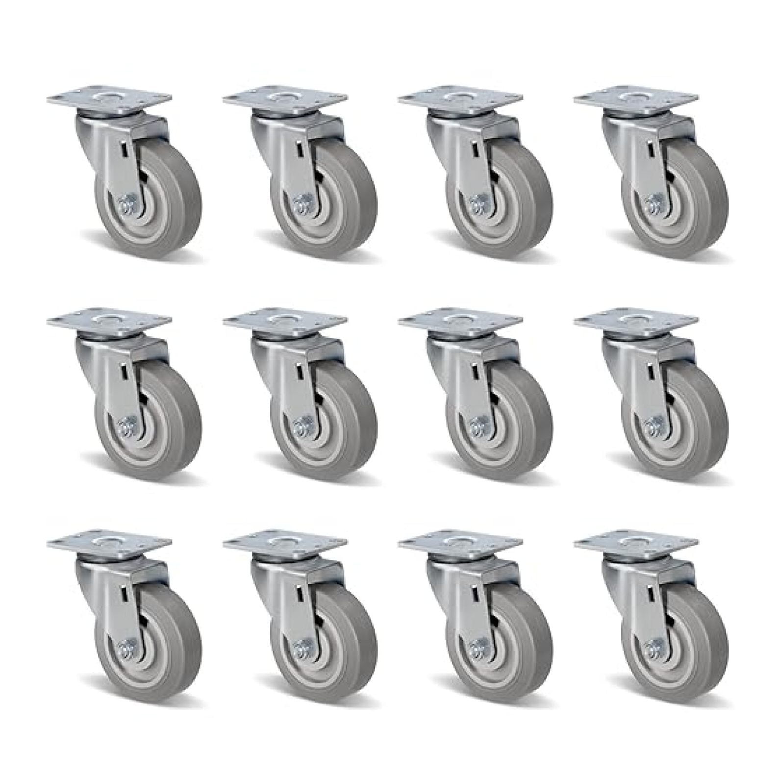 4" Heavy Duty Casters, Swivel Rubber Casters No Noise Plate Caster ...