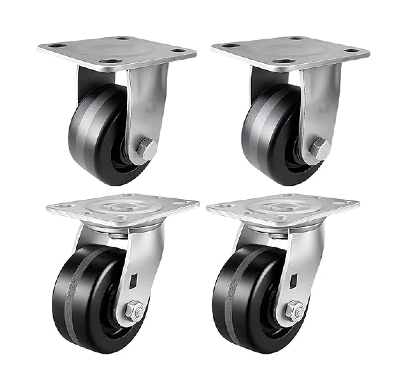 4 Heavy Duty Toolbox Caster Set 4" 5" 6" Phenolic Wheels Rigid Swivel ...