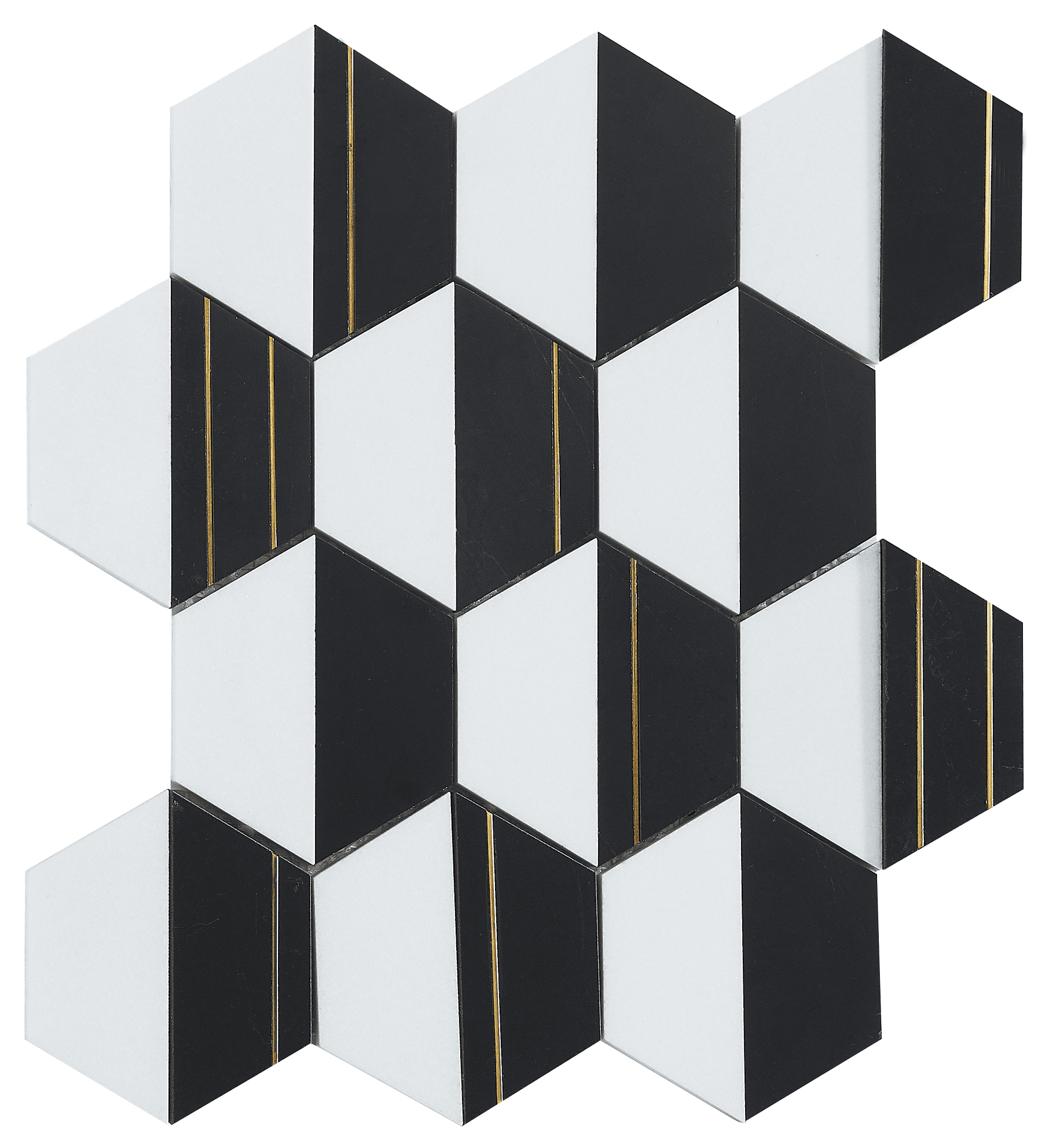 4" Hexagon Mix Marble and Metal Mosaic Tile - Case (8 Sheets) - Walmart.com