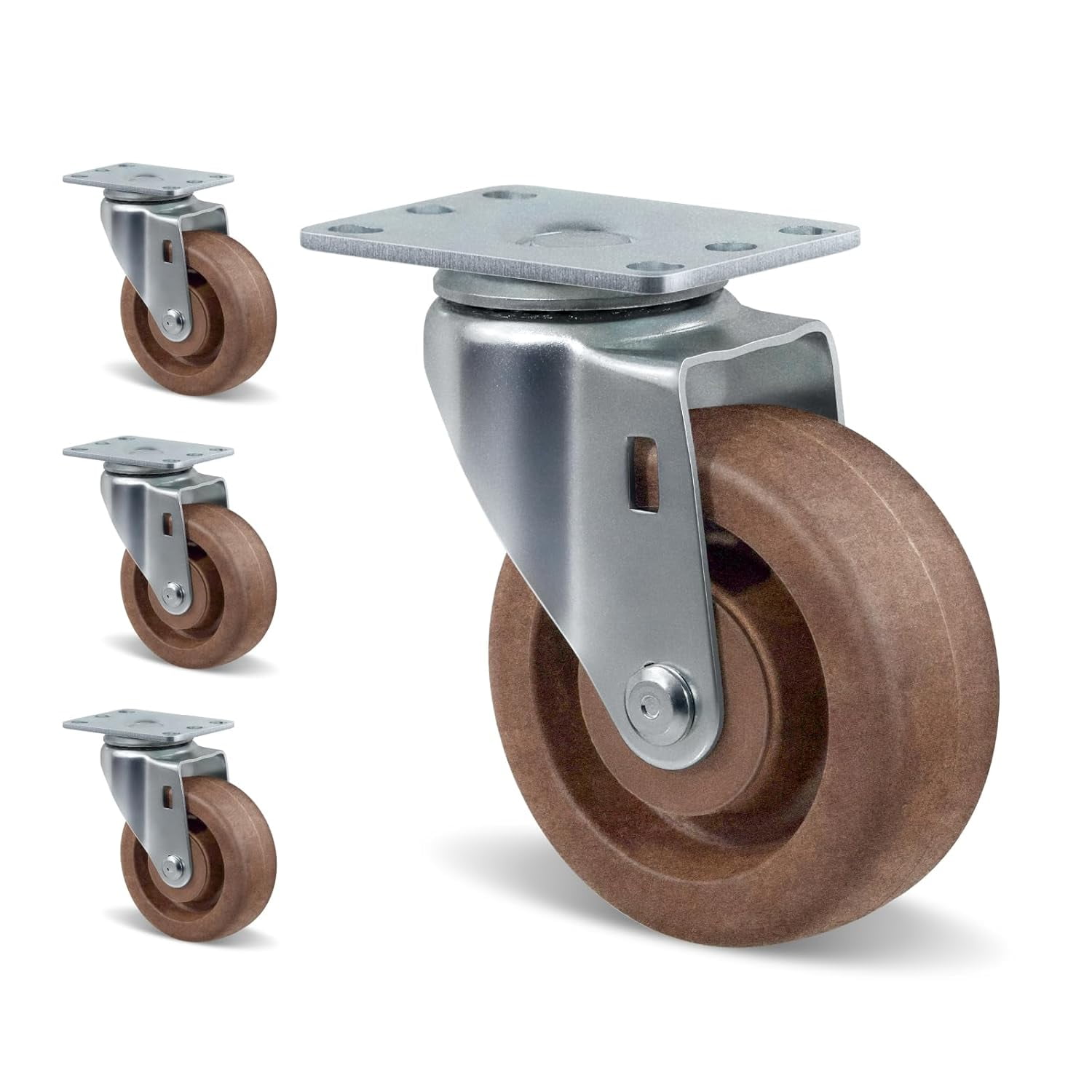 4" Hi-Temp Glass FiIled Nylon Casters, Heavy Duty Casters Set of 4 ...