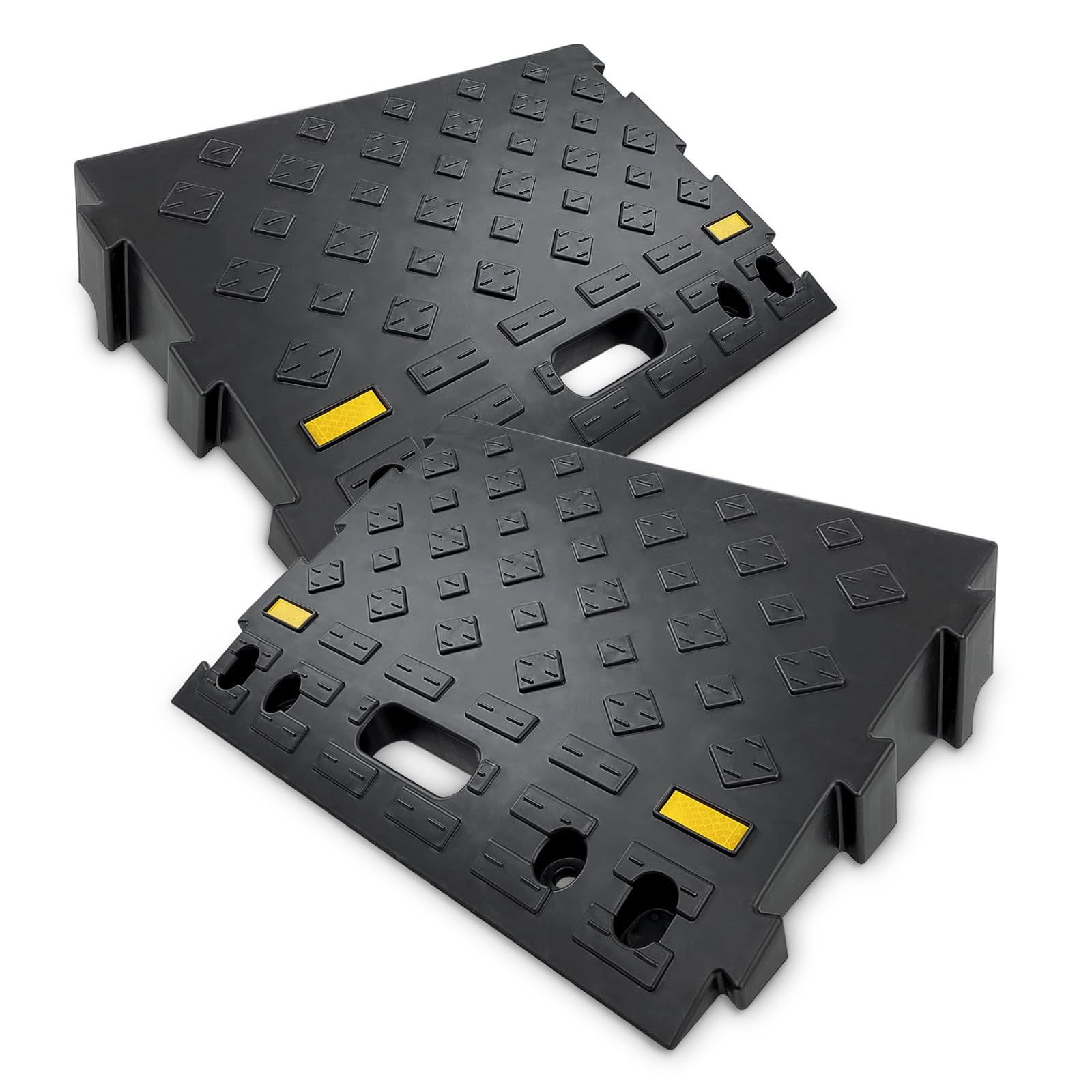 4" High 2 PCS Driveway Curb Ramps，Rubber Curb Ramps for Sidewalk Lawn ...