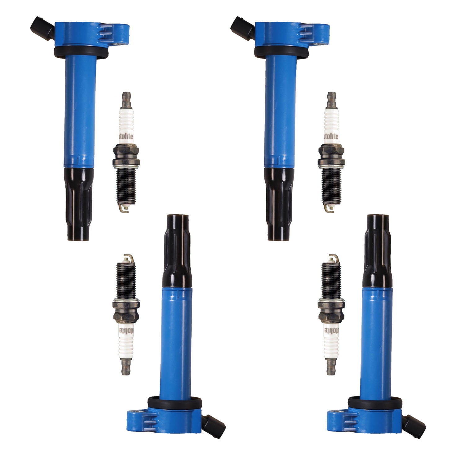 4 High Performance Ignition Coils and 4 Autolite Spark Plugs Compatible ...