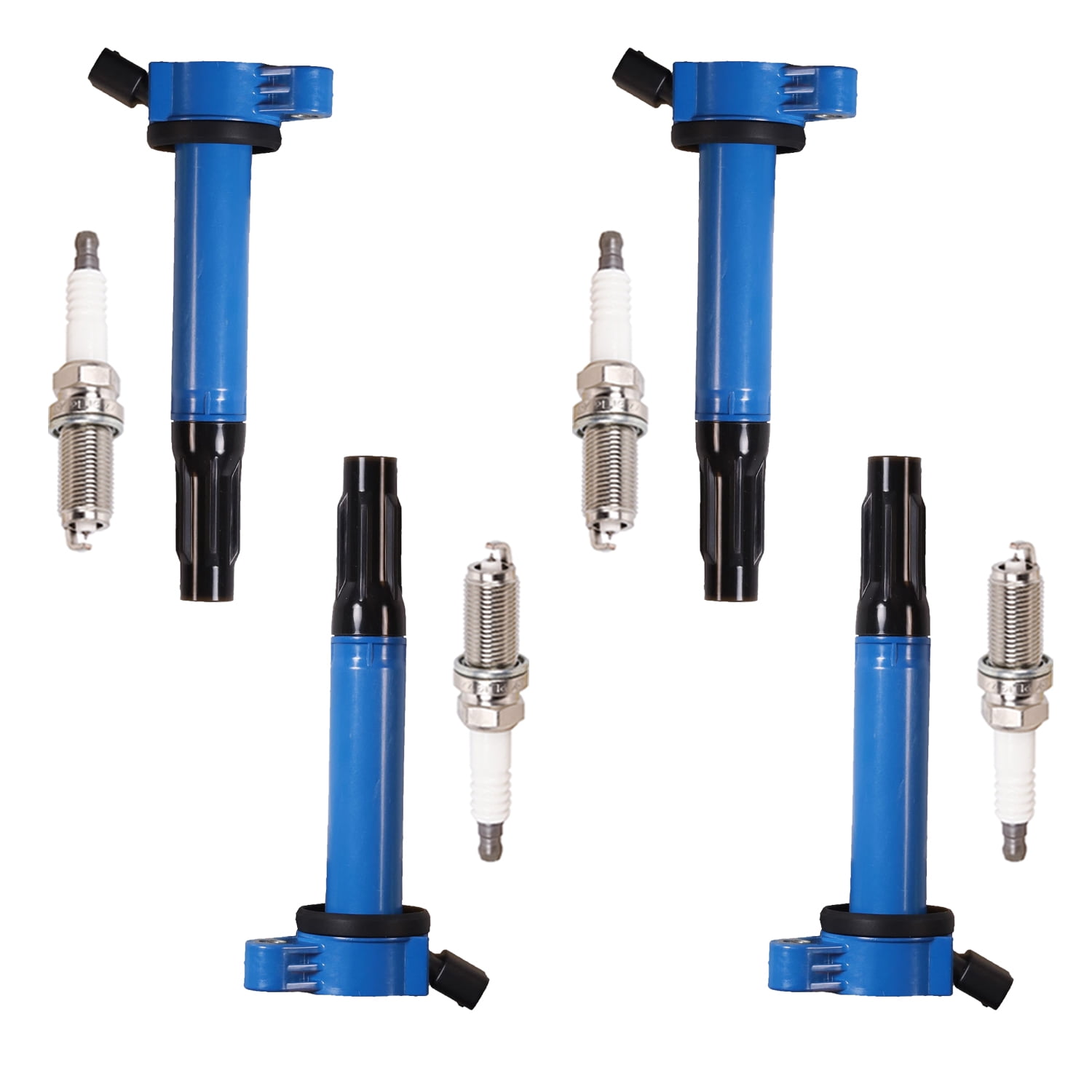 4 High Performance Ignition Coils and 4 Iridium Spark Plugs Compatible ...