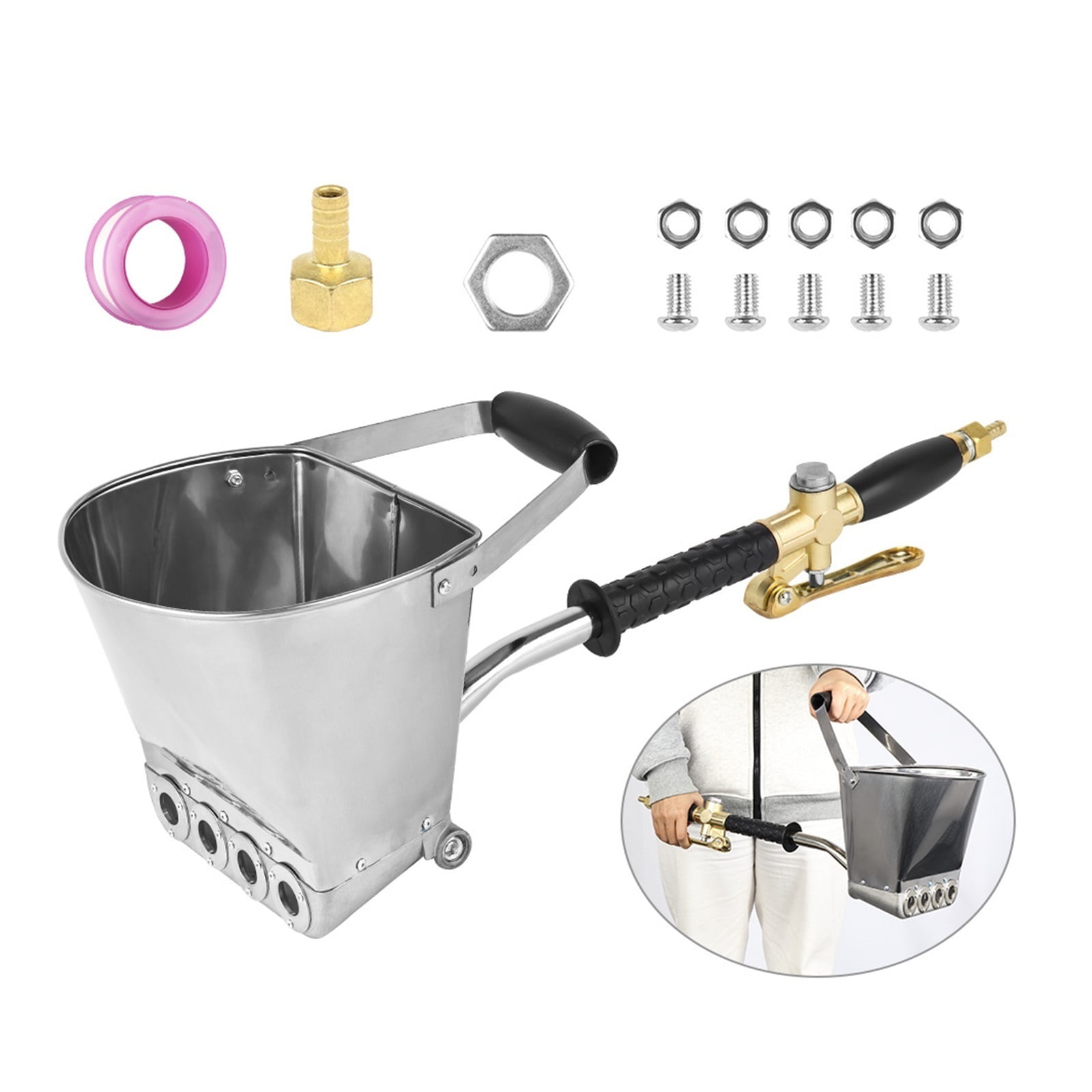 4 Hole Cement Spray Gun, Home Cement Mortar Spraying Machine, Portable ...