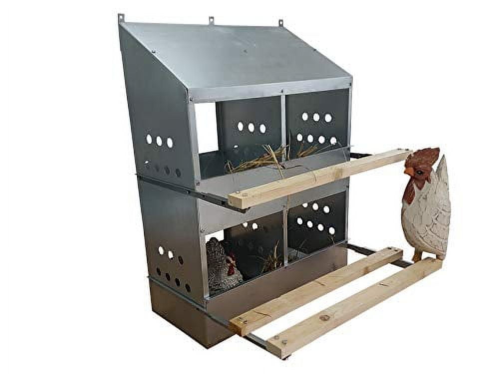 4 Hole Heavy Duty 23ga Galvanized Chicken Nesting Laying Roost Box Made ...