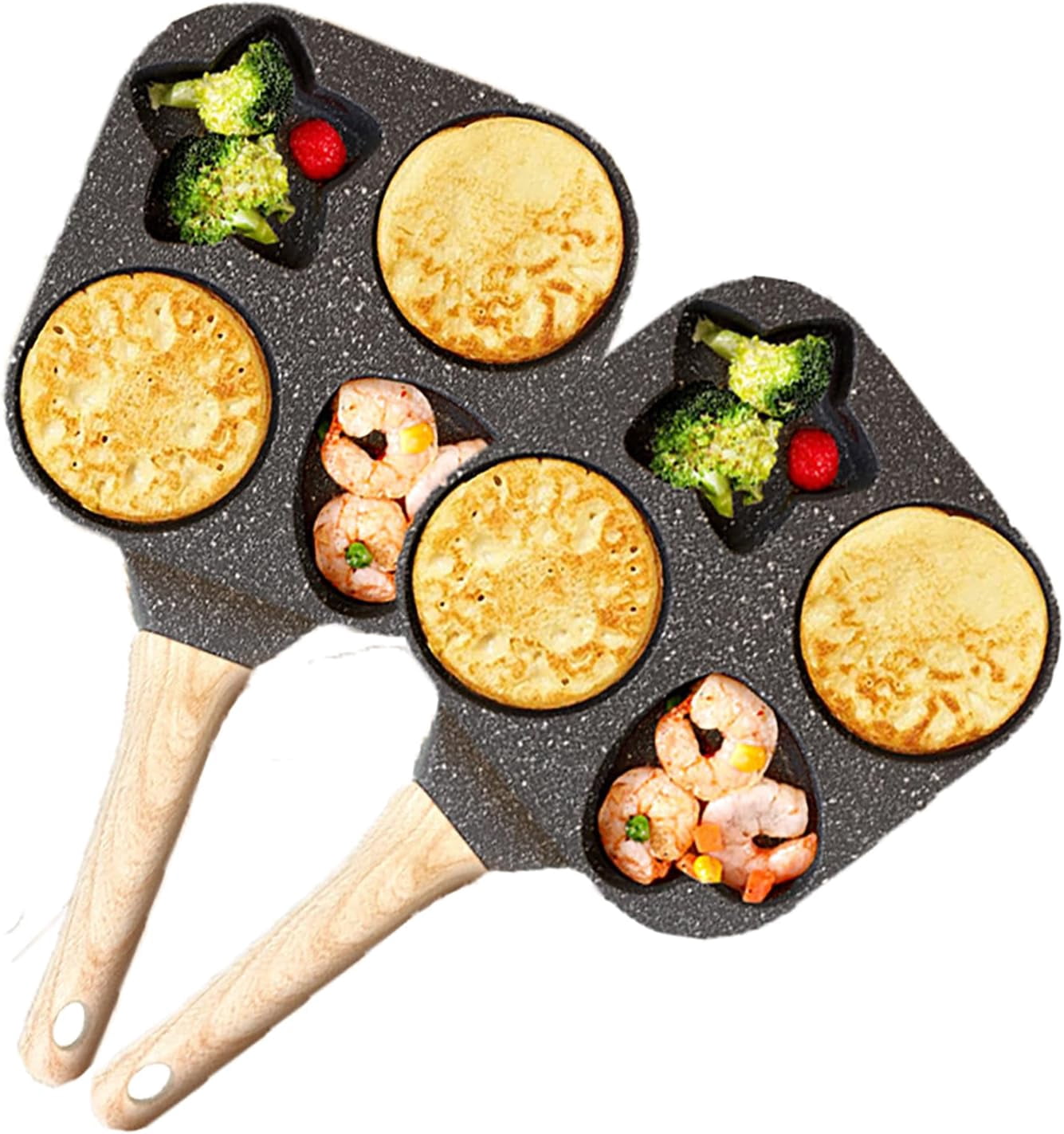 4 Hole Non Stick Egg Frying Pan, Mini Egg Poacher Pan Nonstick for 4 ...