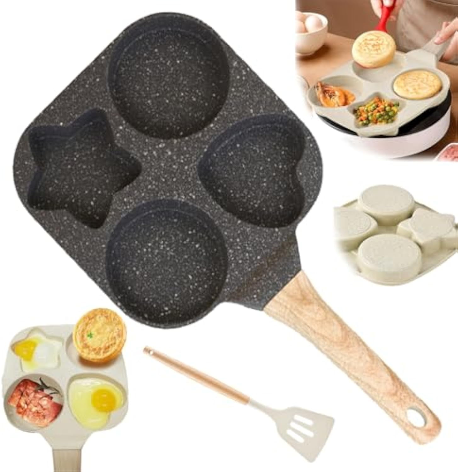 4 Hole Non Stick Egg Frying Pan, New Non-stick Egg Frying Pan - Eggs ...