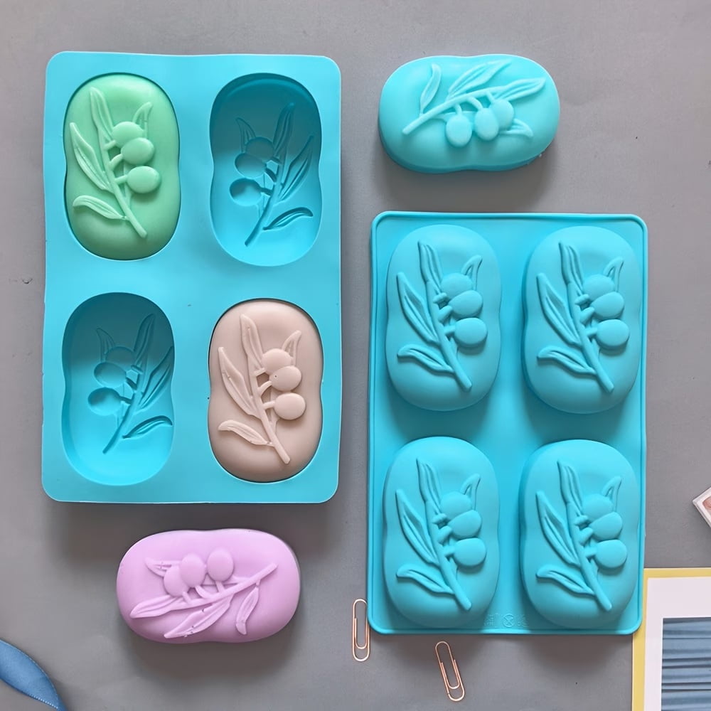 4-Hole Olive Tree Shaped Silicone Molds for Handmade Soap and Scented ...