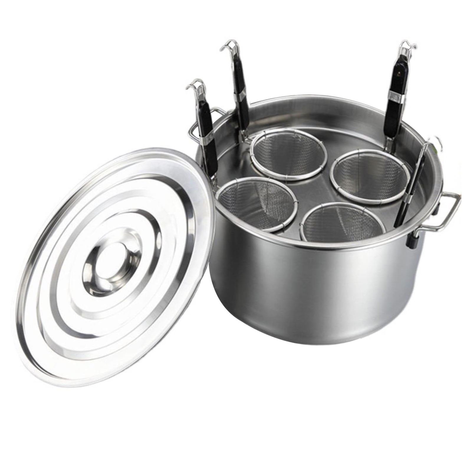 4 Hole Stainless Steel Pasta Pot with Strainer with Lid for Home ...