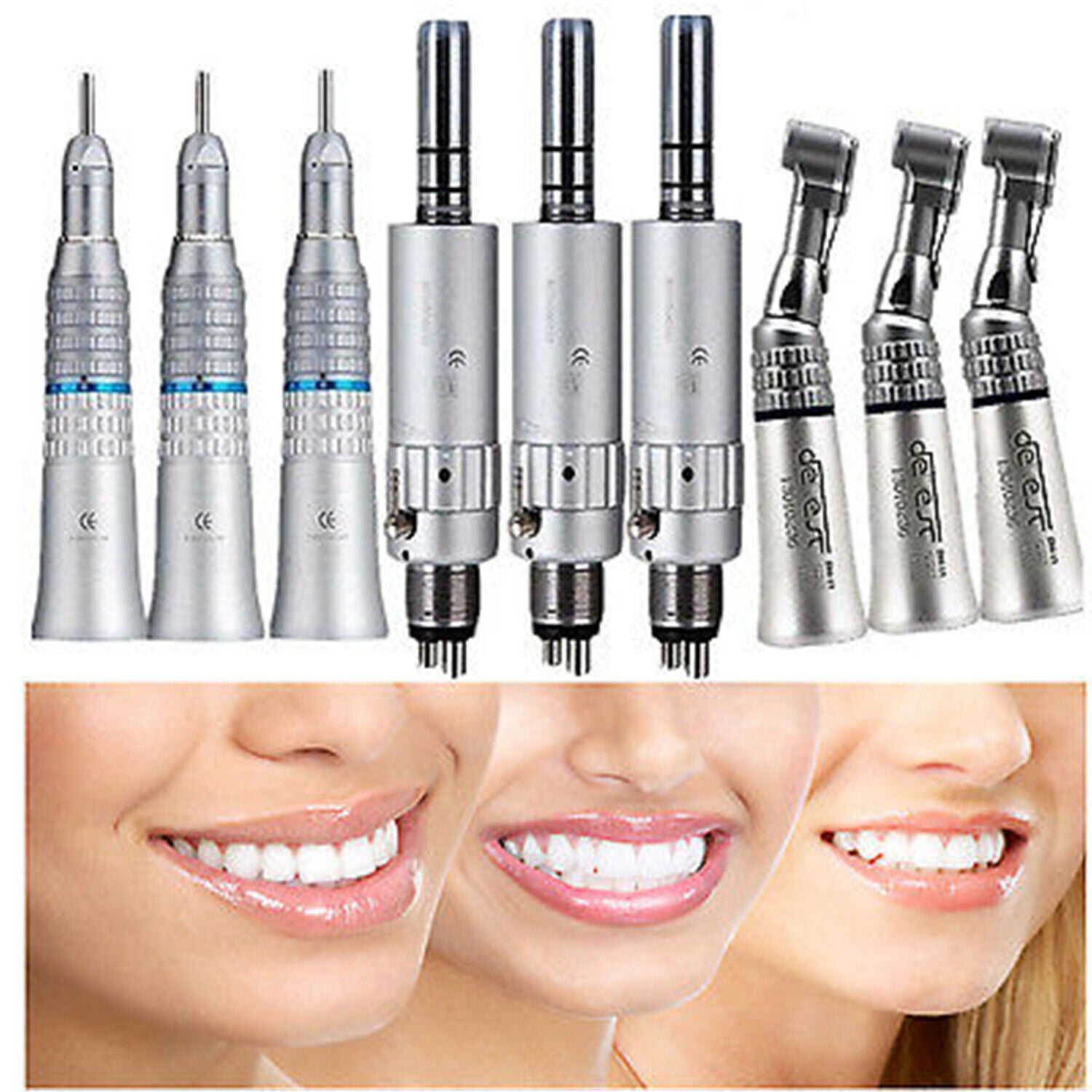4 Holes 3 Sets Dental Slow Speed Handpiece, Contra Angle, Straight Air ...