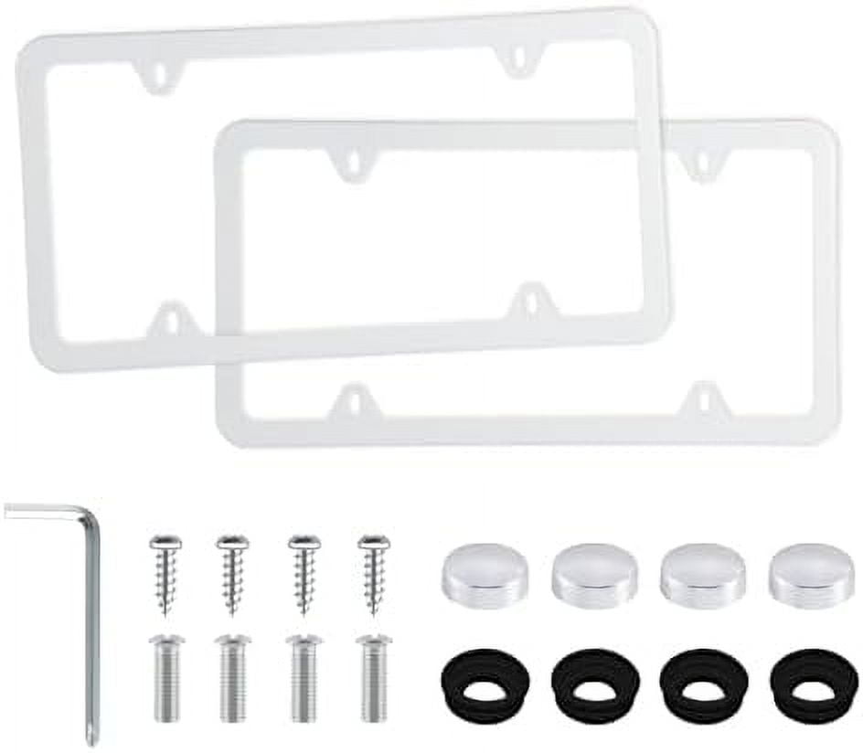 4 Holes Stainless Steel License Plate Frames, 2 PCS Car Licence Plate ...