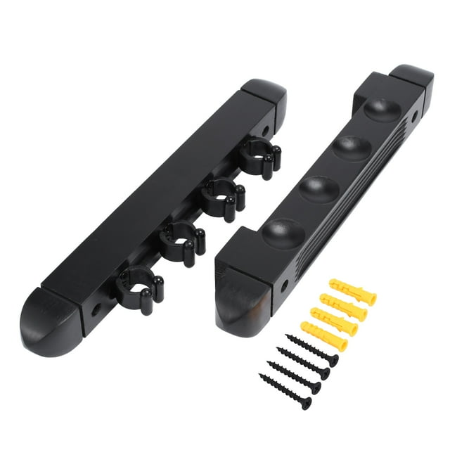 4 Holes Wall Mounted Hardwood Billiard Cue Rack Pool Cue Rack 6 Clips ...
