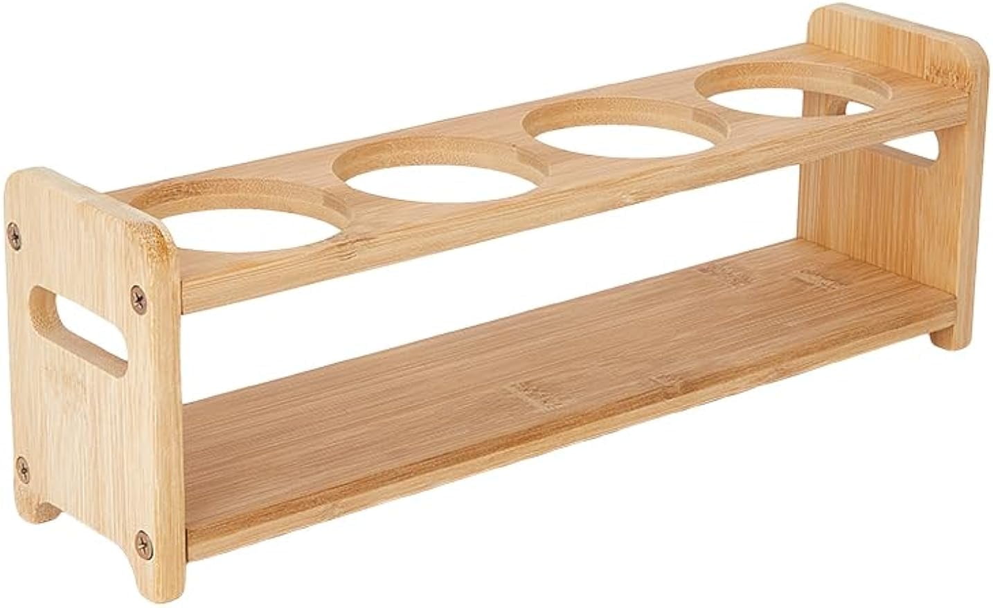 4 Holes Wooden Kitchen Spice Bottle Organizer Rack 35.2x8x11cm Round ...