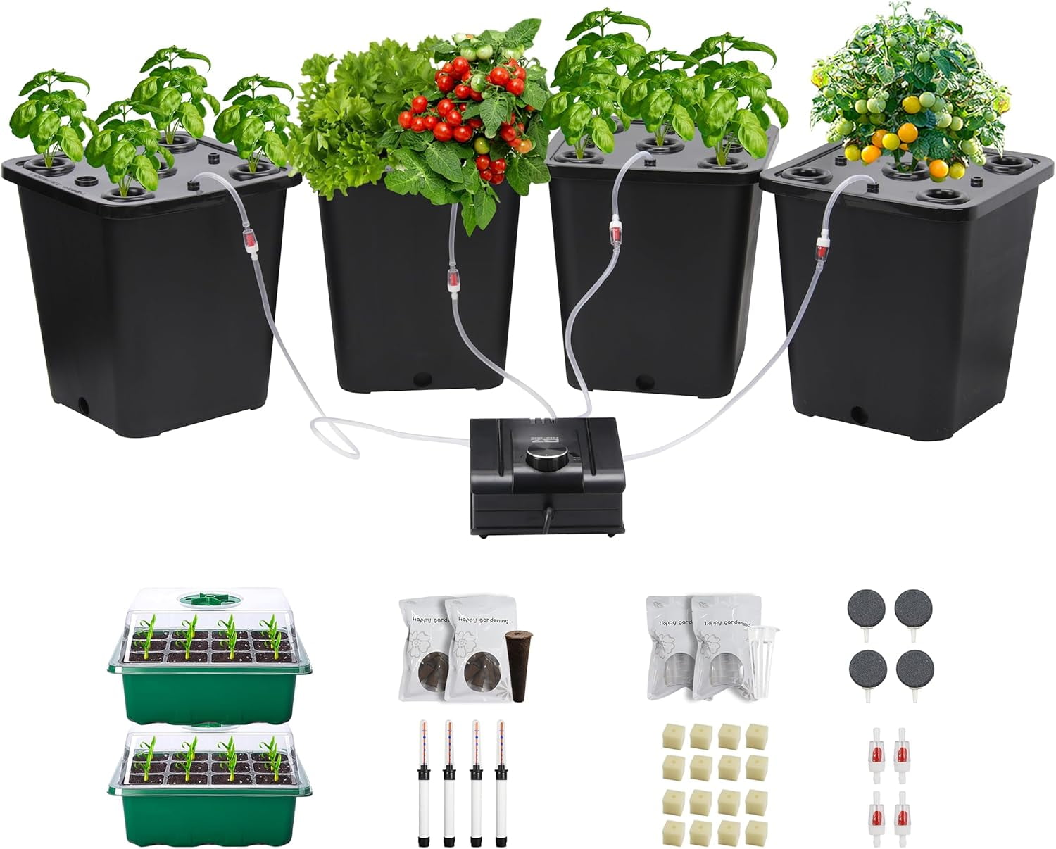 4 Hydroponic Buckets Kit for Plants, Hydroponics Growing System for ...