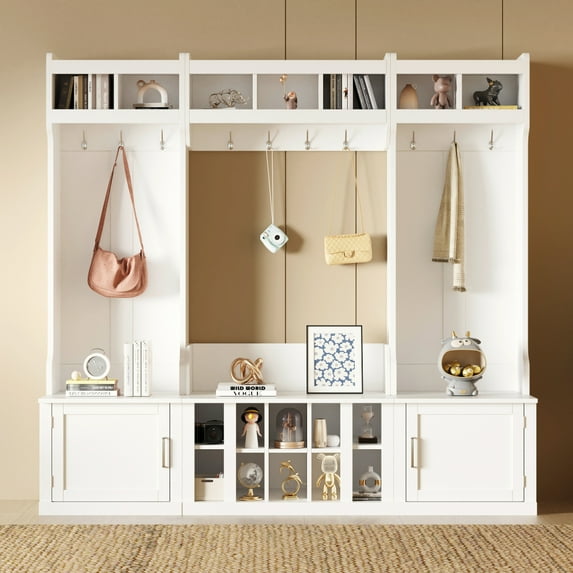 4-IN-1 Multi-functional Hall Tree With Storage, Bench, Coat Rack & Shoe ...