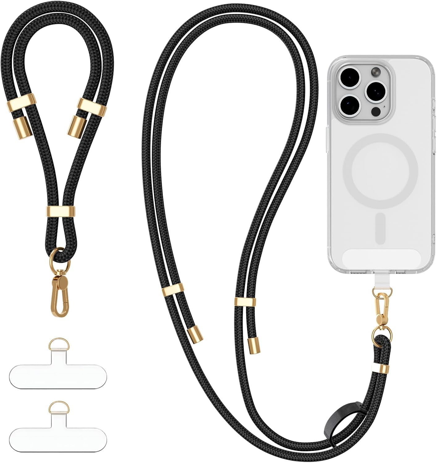 4-IN-1 Phone Lanyard + Wrist Strap Kit with 2 Pack Tabs, Universal ...