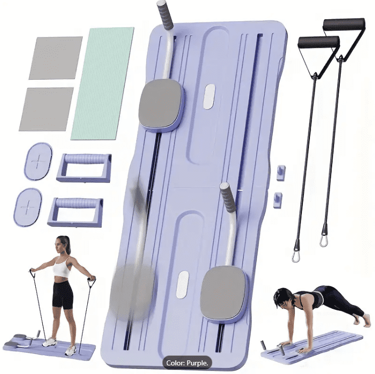 4-IN-1 Pilates Machine with Multi-Level Resistance, Foldable Pilates ...