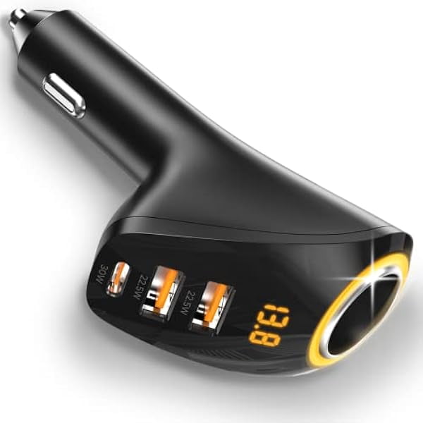 4 IN1 215W Cigarette Lighter Adapter, Car Charger, Type C Dual USB ...