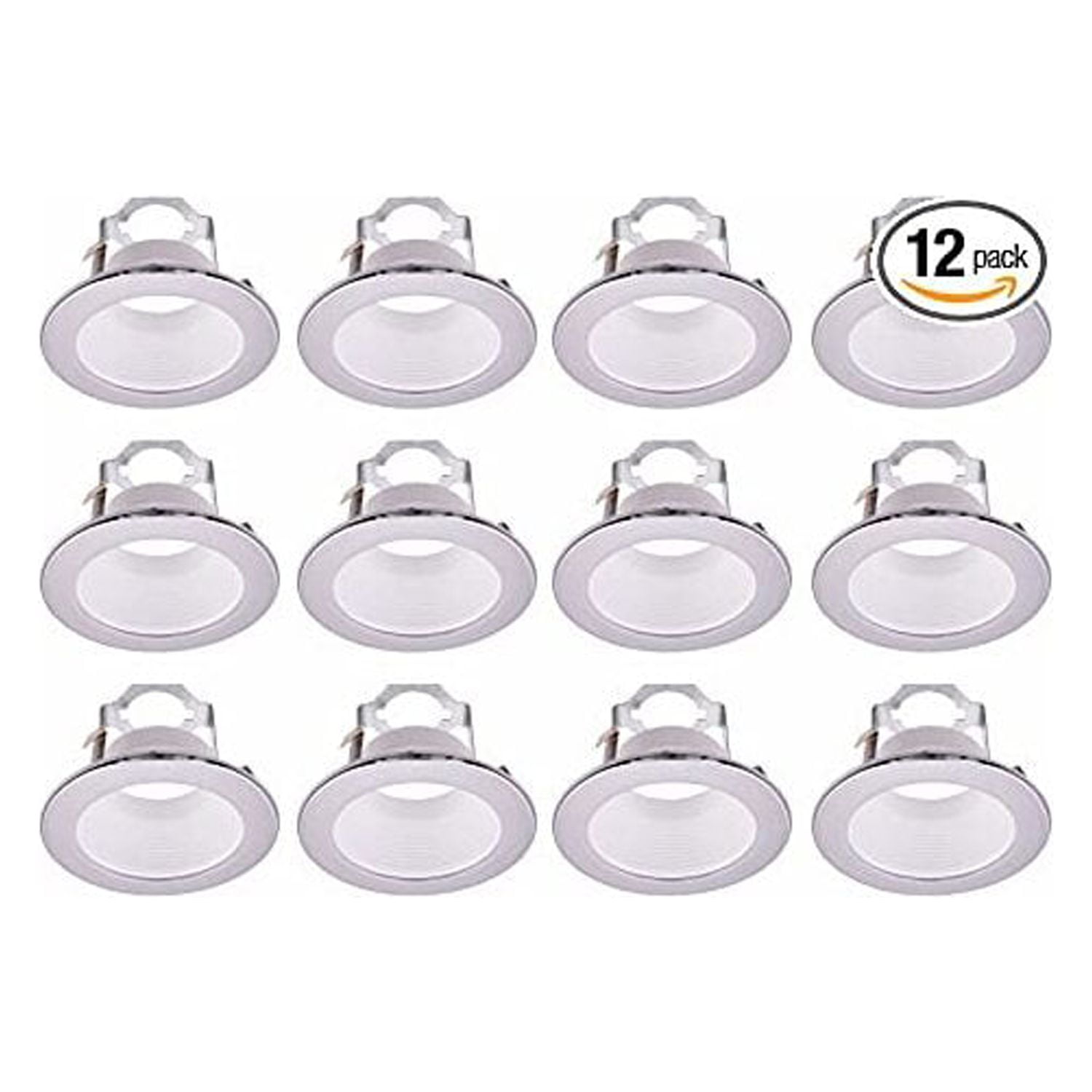 4 INCH CHROME & MATTE frosted white BAFFLE TRIM, WITH SOCKET BRACKET ...