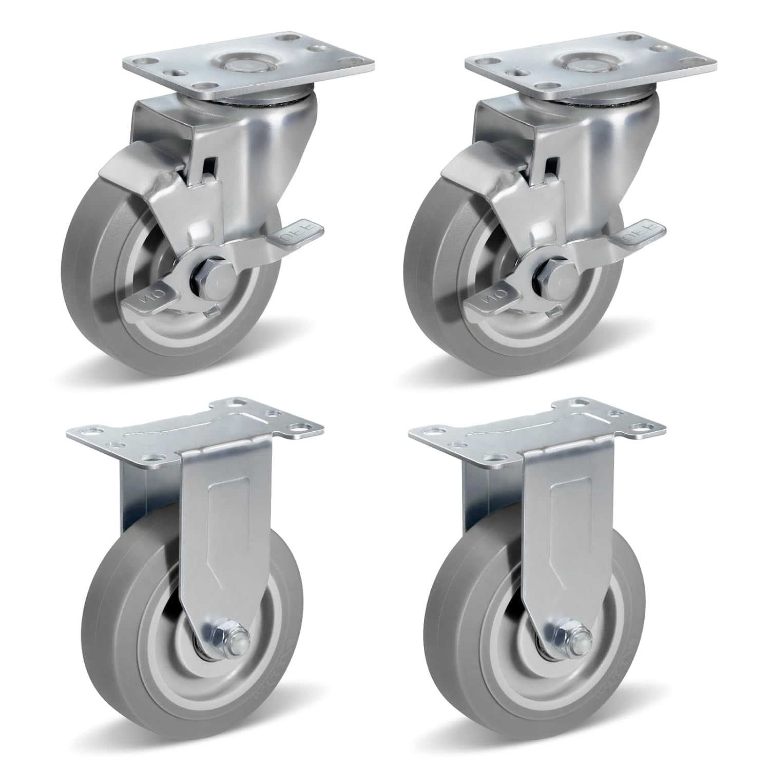 4 Ich Casters Set of 4 Heavy Duty Caster Wheels with Brake 1200Lbs ...