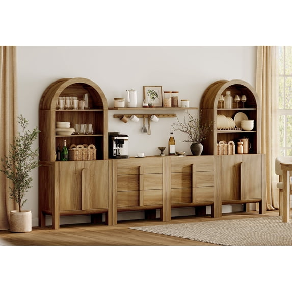 4-In-1 71"H Tall Kitchen Pantry Storage Cabinet,Large Mid-Century ...