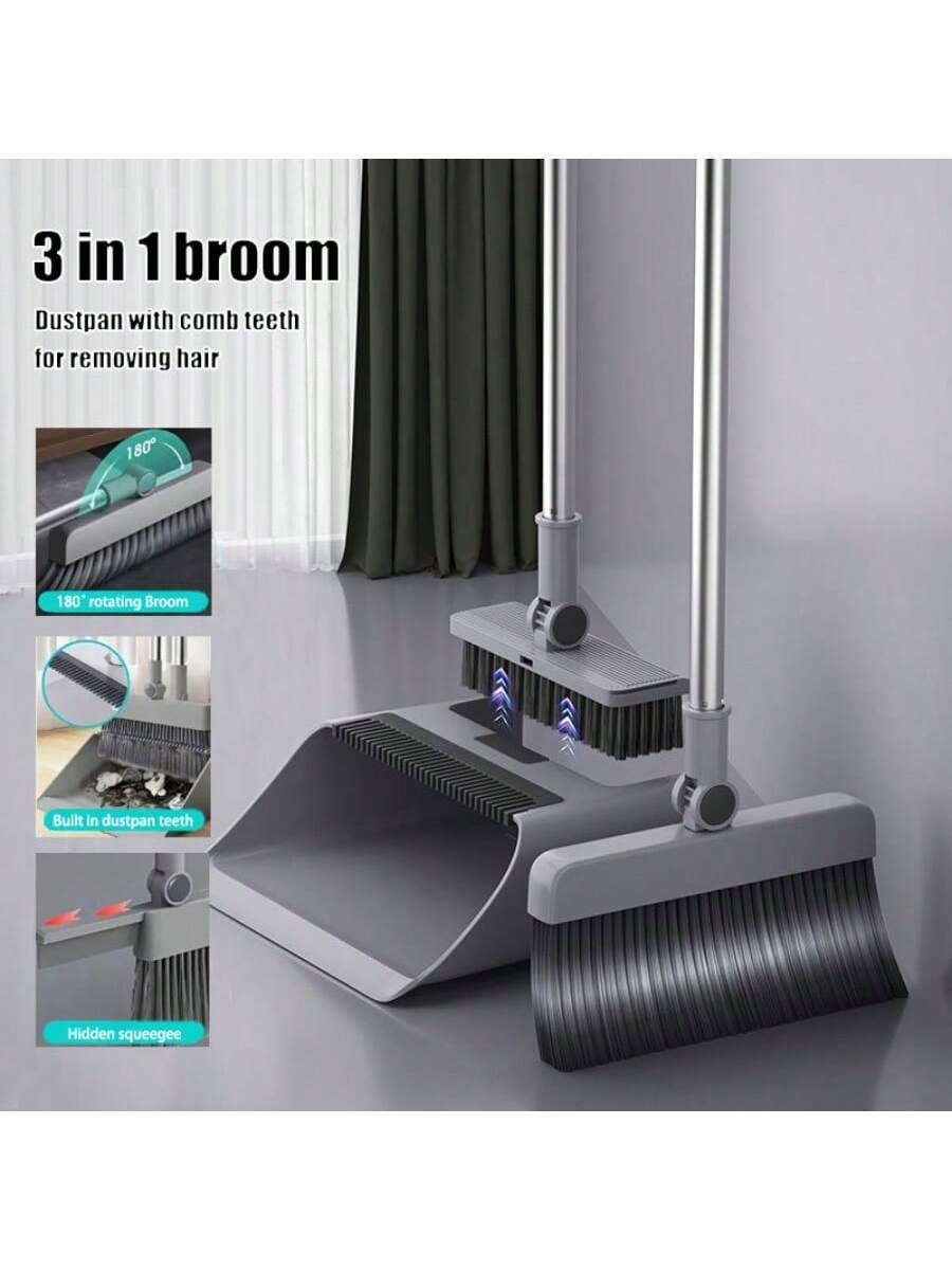 4-In-1 All New Broom Set - Includes Broom, Dustpan, Squeegee & Floor ...