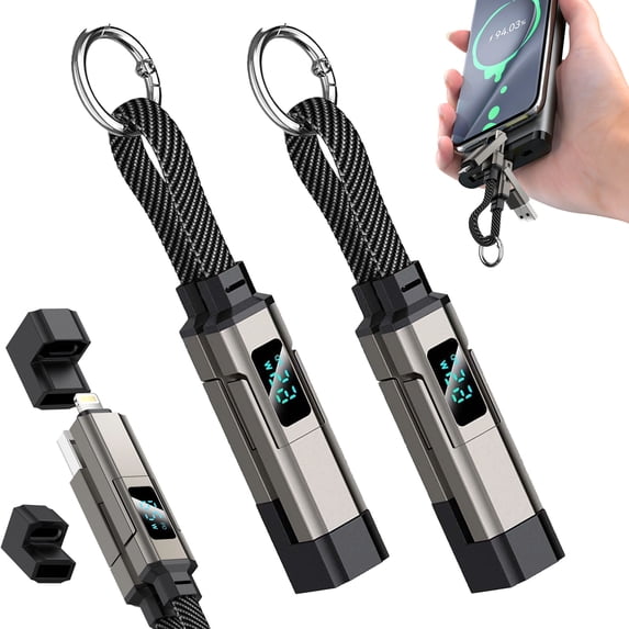 4-In-1 Digital Display Keychain Charging Cable,7.87in 65W Multi Fast ...