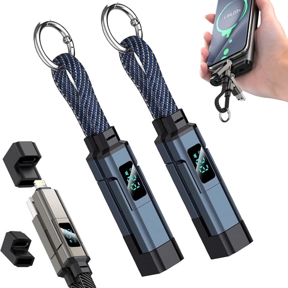 4-In-1 Digital Display Keychain Charging Cable,7.87in 65W Multi Fast ...