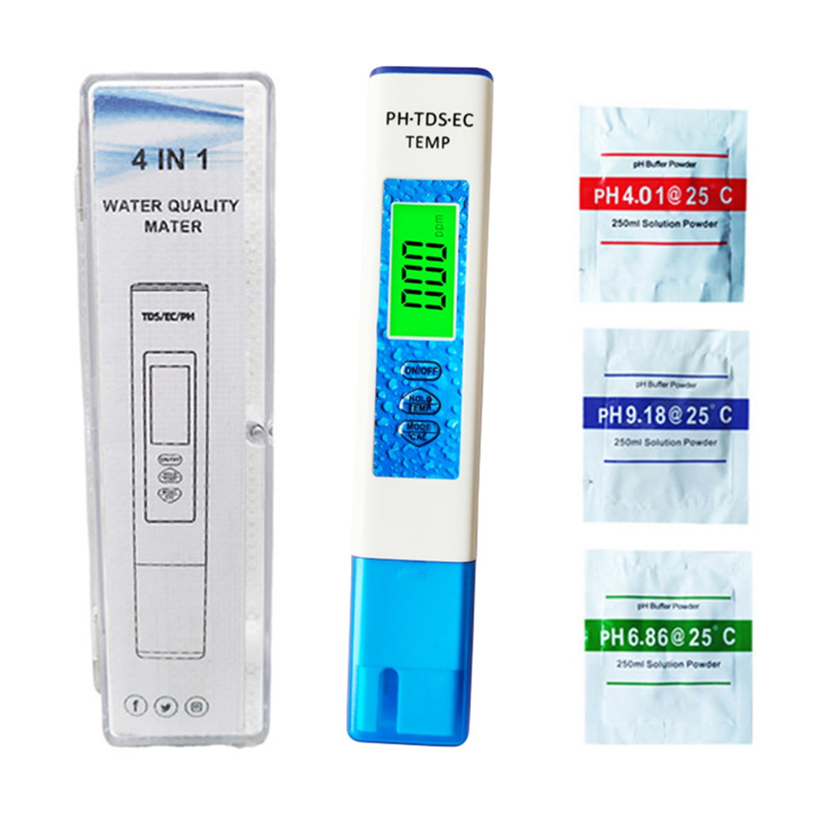 4 In 1 Digital PH EC Meter Tester for Aquarium and Water Quality ...