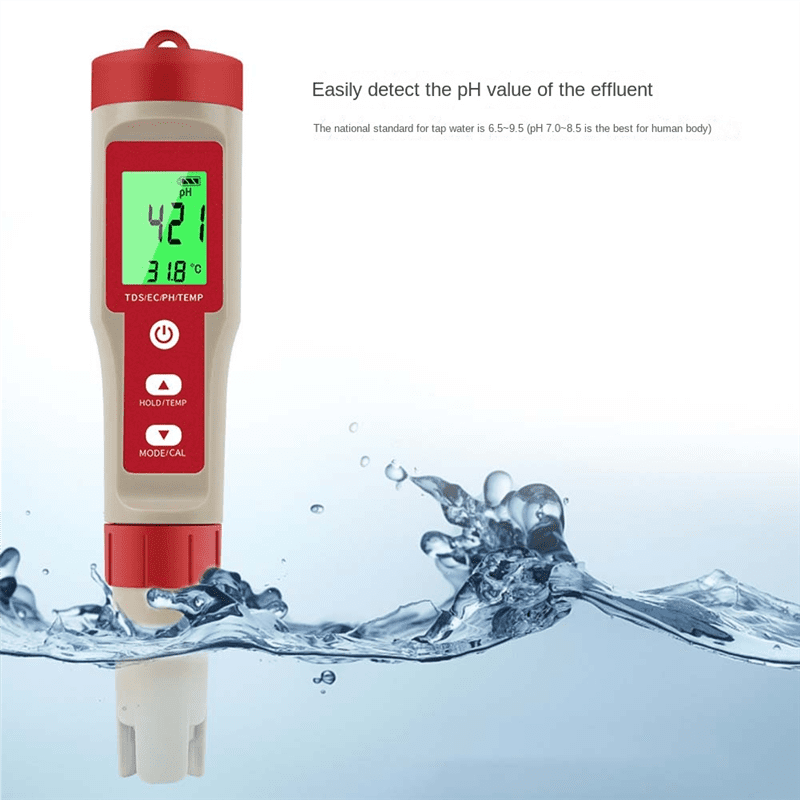 4-In-1 Digital PH Meter with PH/TDS/EC/Temp Function for Hydroponics ...