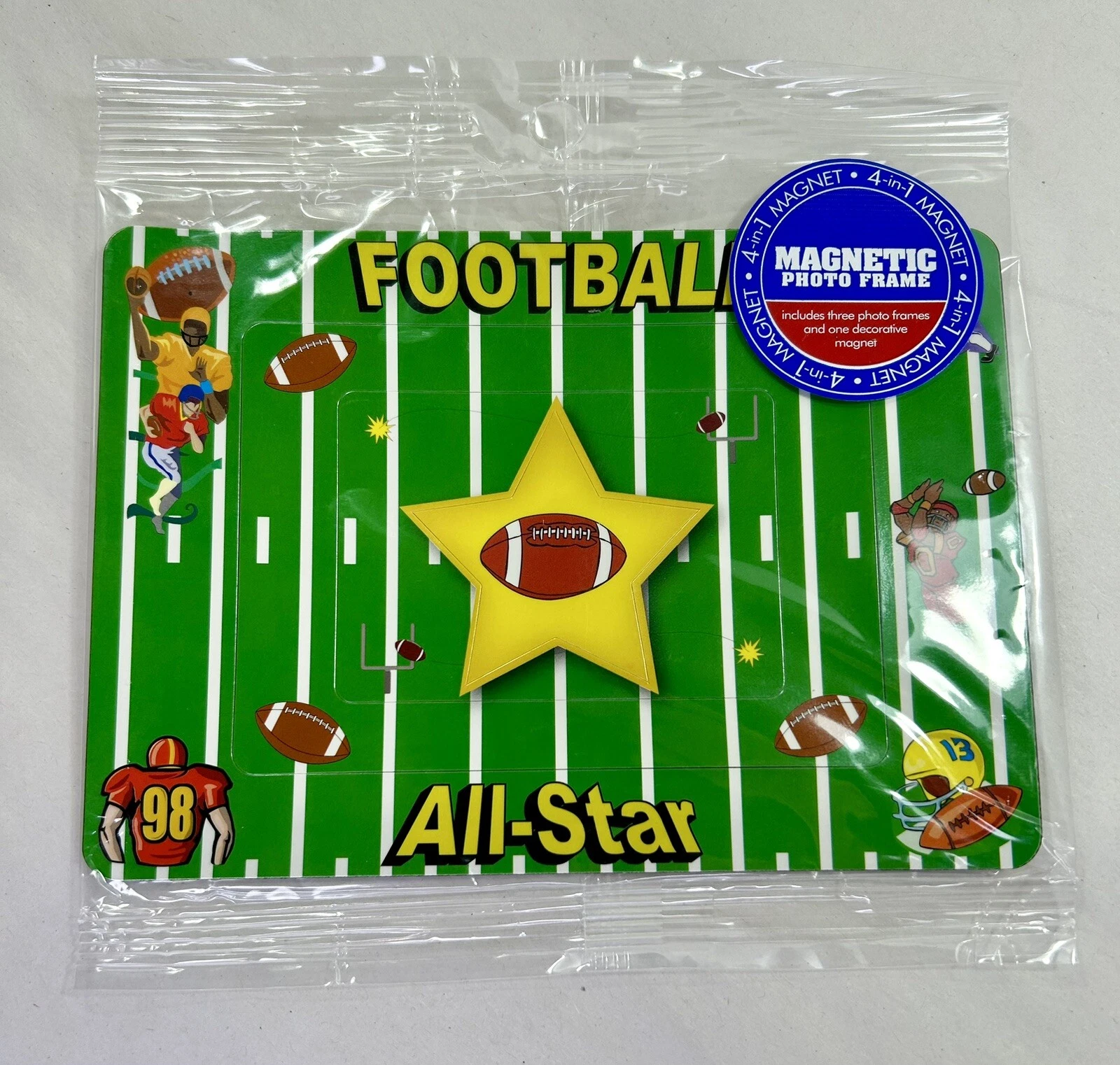 4-In-1 Football Magnetic Photo Frame Set~Frames: 5” X 7”, 3 1/3” X 4 1/ ...